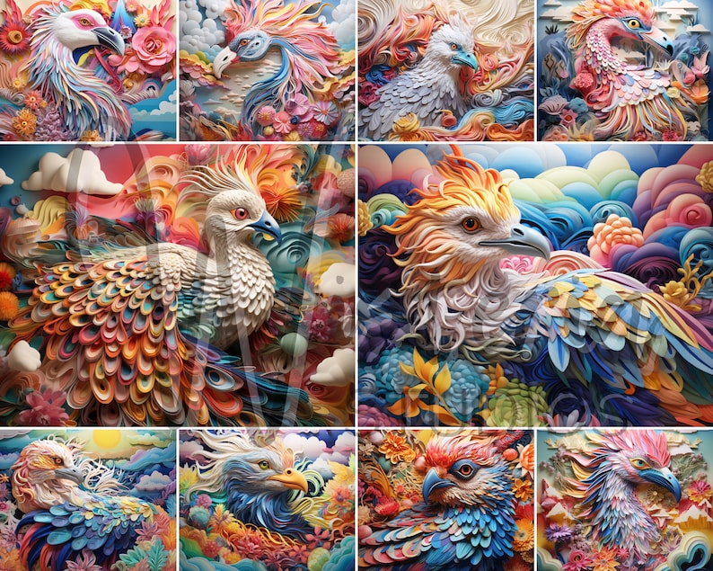 60 Birds Animal Paper Quill Digital Paper Paper Quill Junk - Etsy