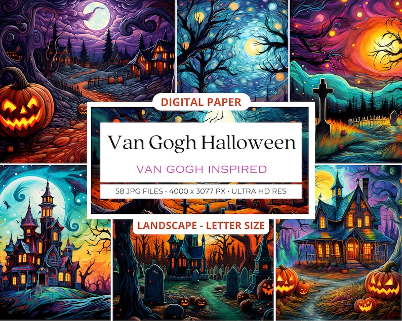 58 Vincent Van Gogh Digital Paper Bundle Digital Papers - Etsy
