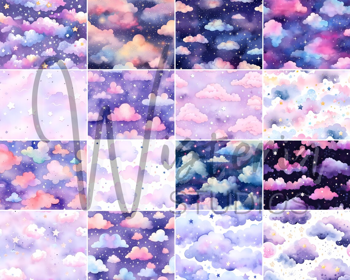 93 Watercolor Starry Sky Seamless Pattern Designs Digital - Etsy