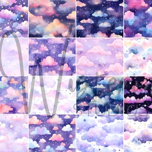 93 Watercolor Starry Sky Seamless Pattern Designs, Digital Repeat ...