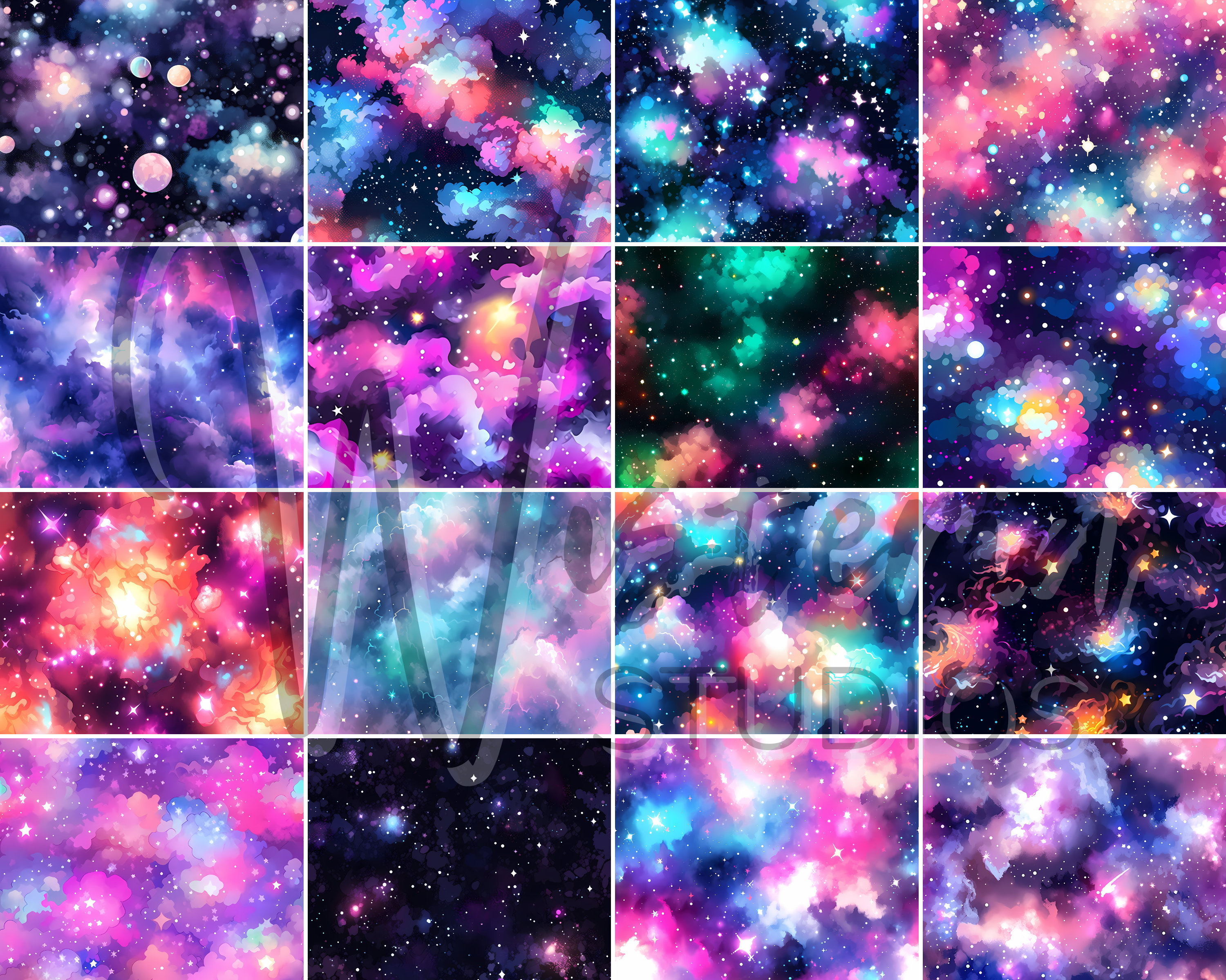 146 Watercolor Galaxy Seamless Pattern Designs, Digital Repeat, Digital ...