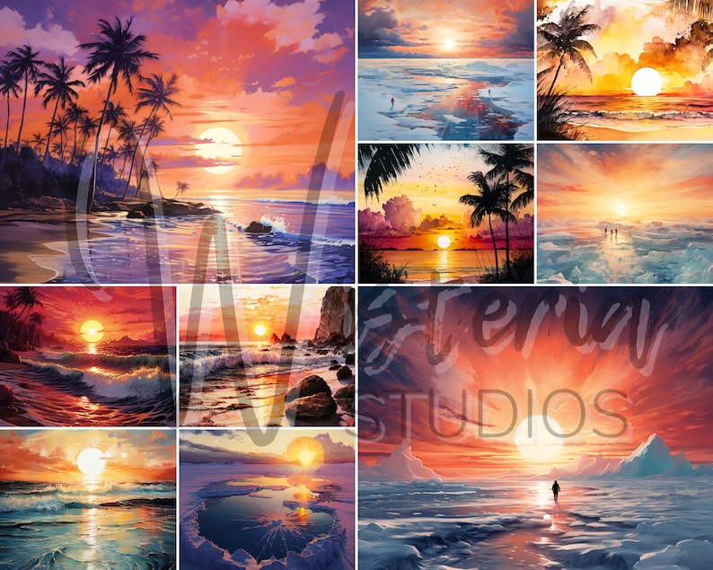 99 Watercolor Beach Sunsets Background, Watercolor Sunset Background ...