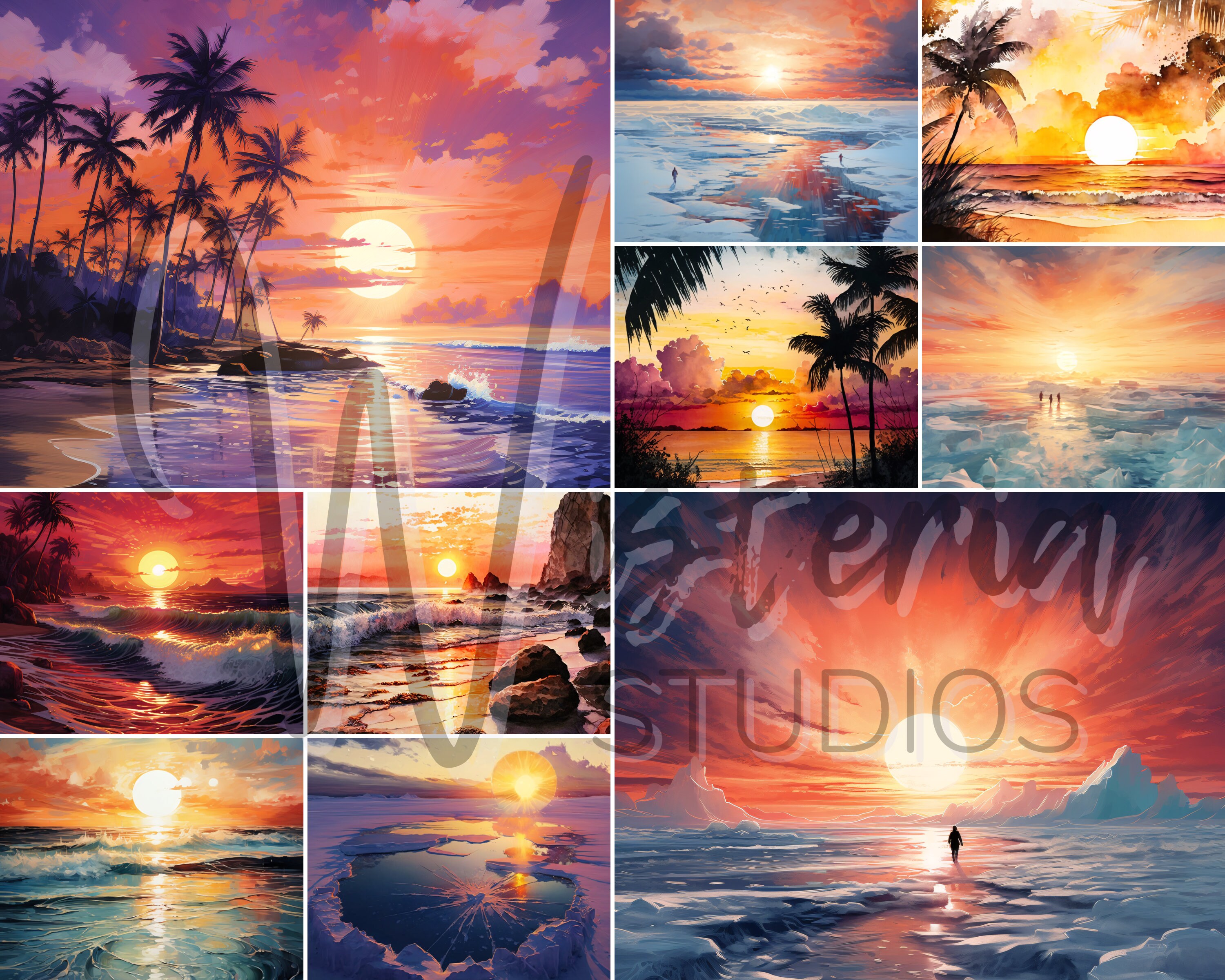 99 Watercolor Beach Sunsets Background, Watercolor Sunset Background ...