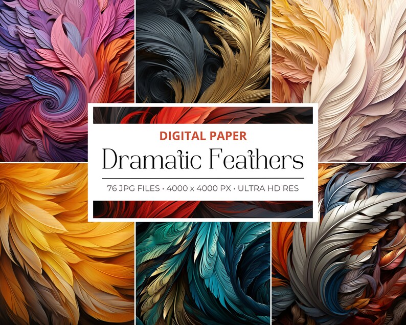 76 Colorful Feather Digital Paper Feathers Digital Paper - Etsy
