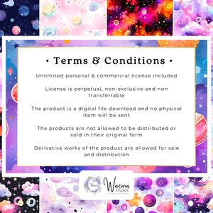 108 Watercolor Whimsical Galaxy Seamless Pattern Designs, Digital ...