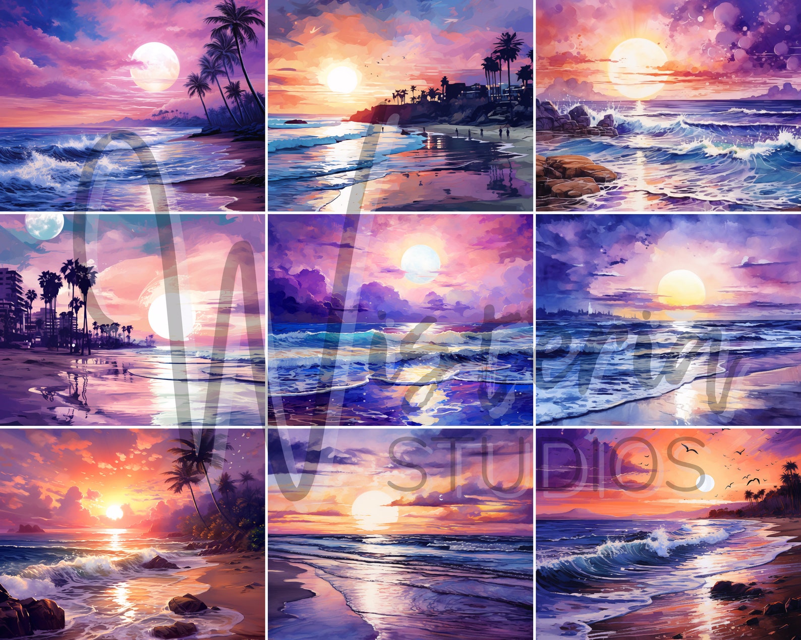 99 Watercolor Beach Sunsets Background, Watercolor Sunset Background ...