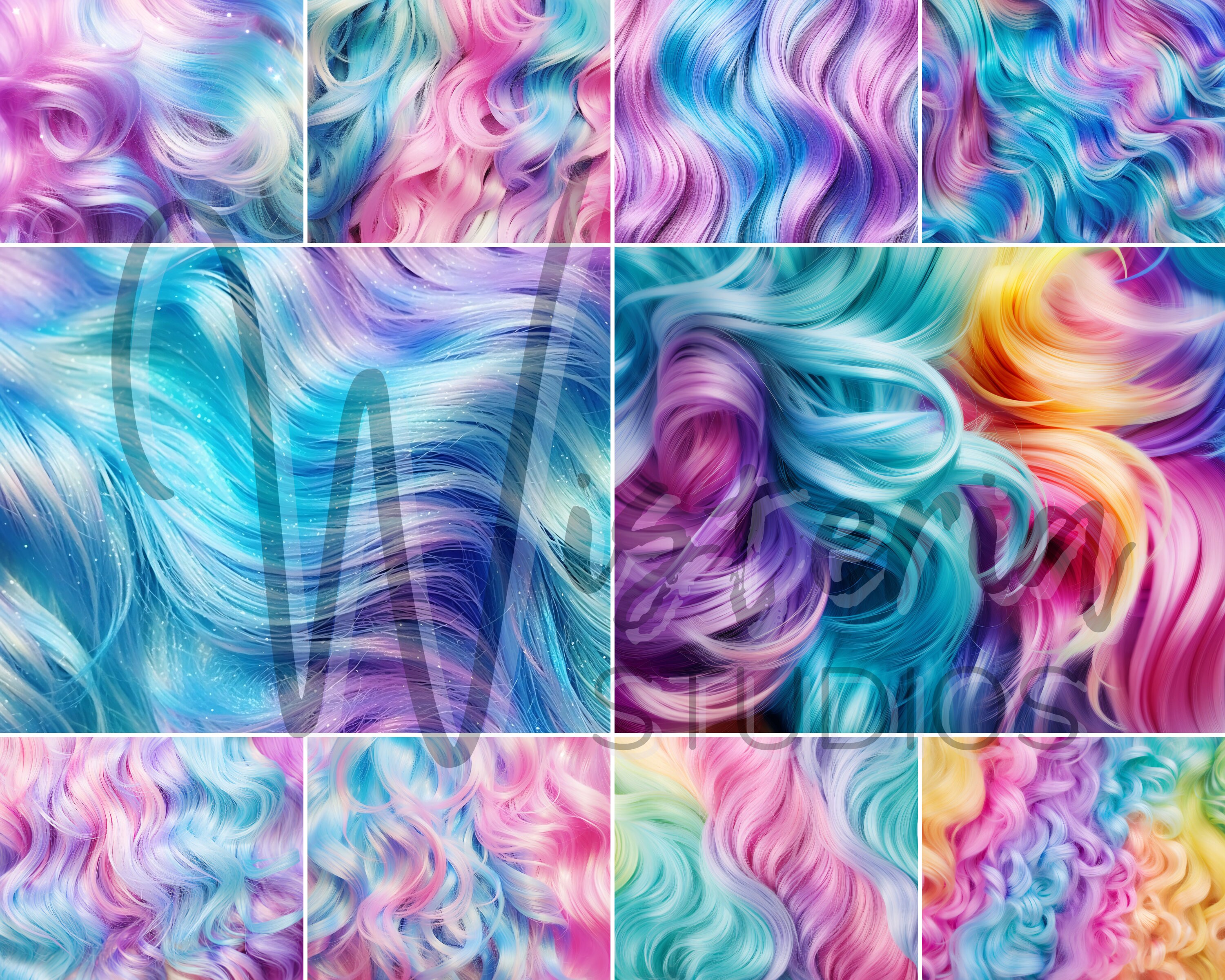 60 Unicorn Rainbow Hair Rainbow Pastel Blurry Background Shimmer Lights Commercial