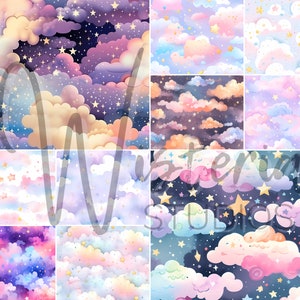 93 Watercolor Starry Sky Seamless Pattern Designs, Digital Repeat ...