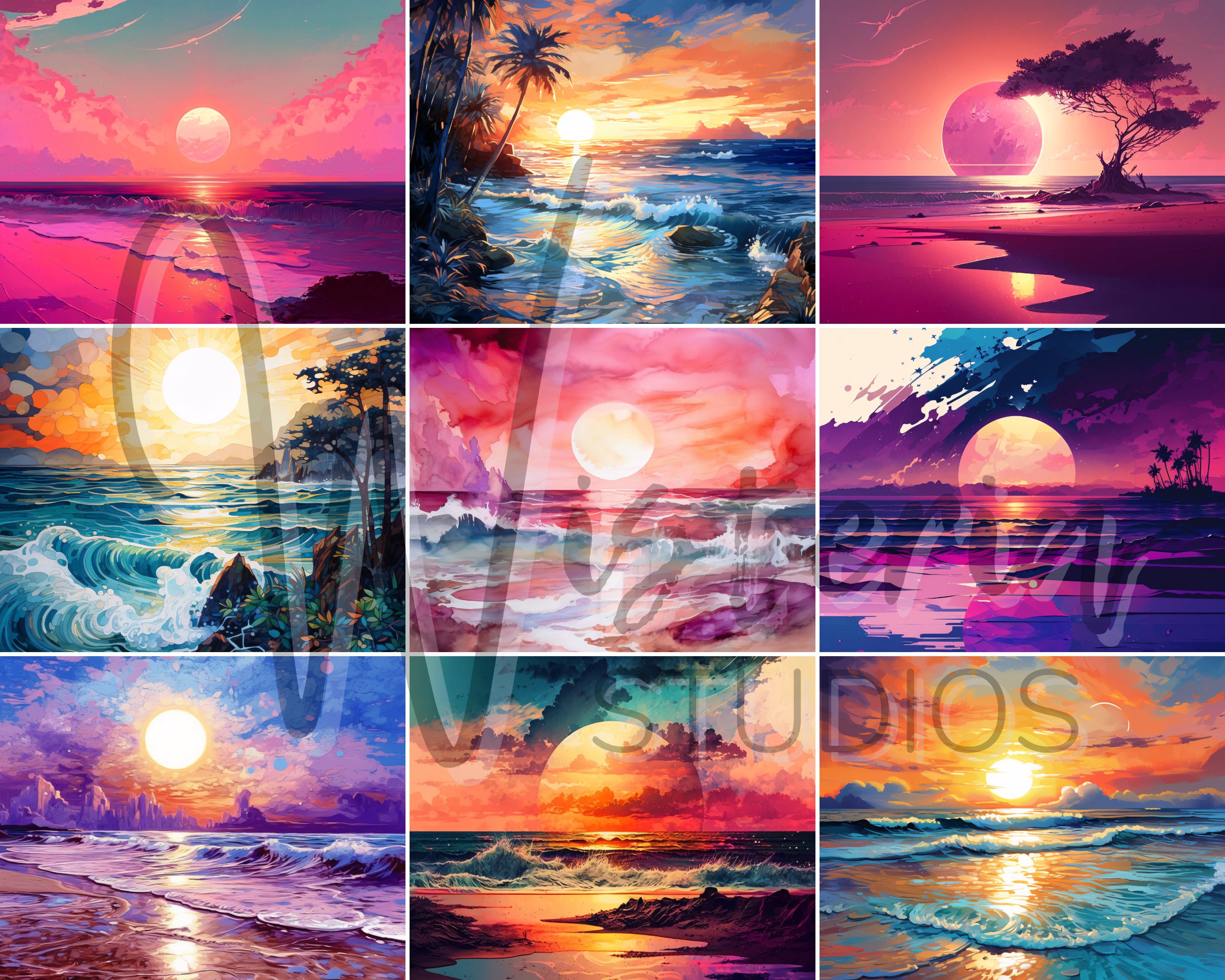 99 Watercolor Beach Sunsets Background, Watercolor Sunset Background ...