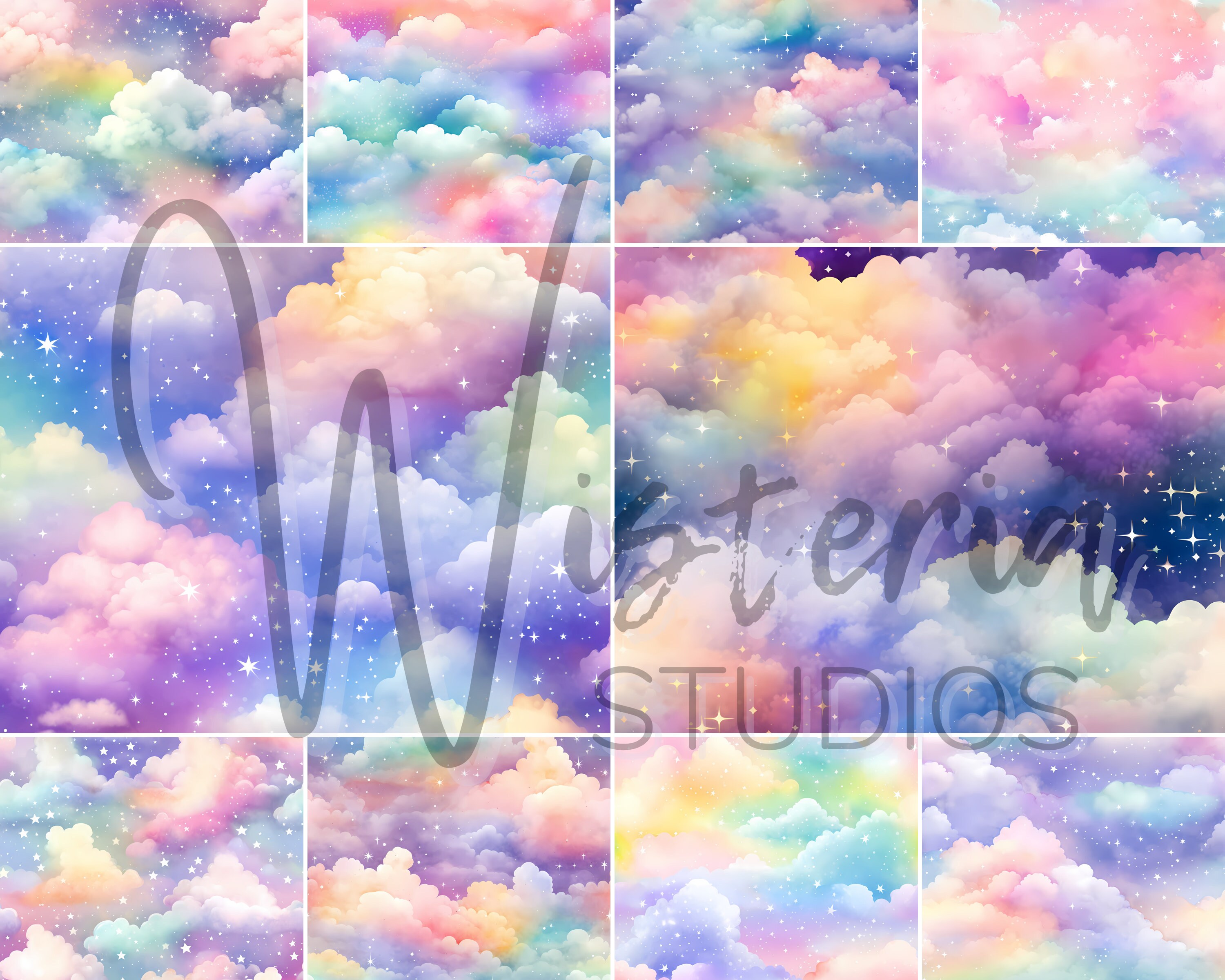 108 Pastel Dreamscapes Seamless Patterns, Digital Paper, Sublimation ...