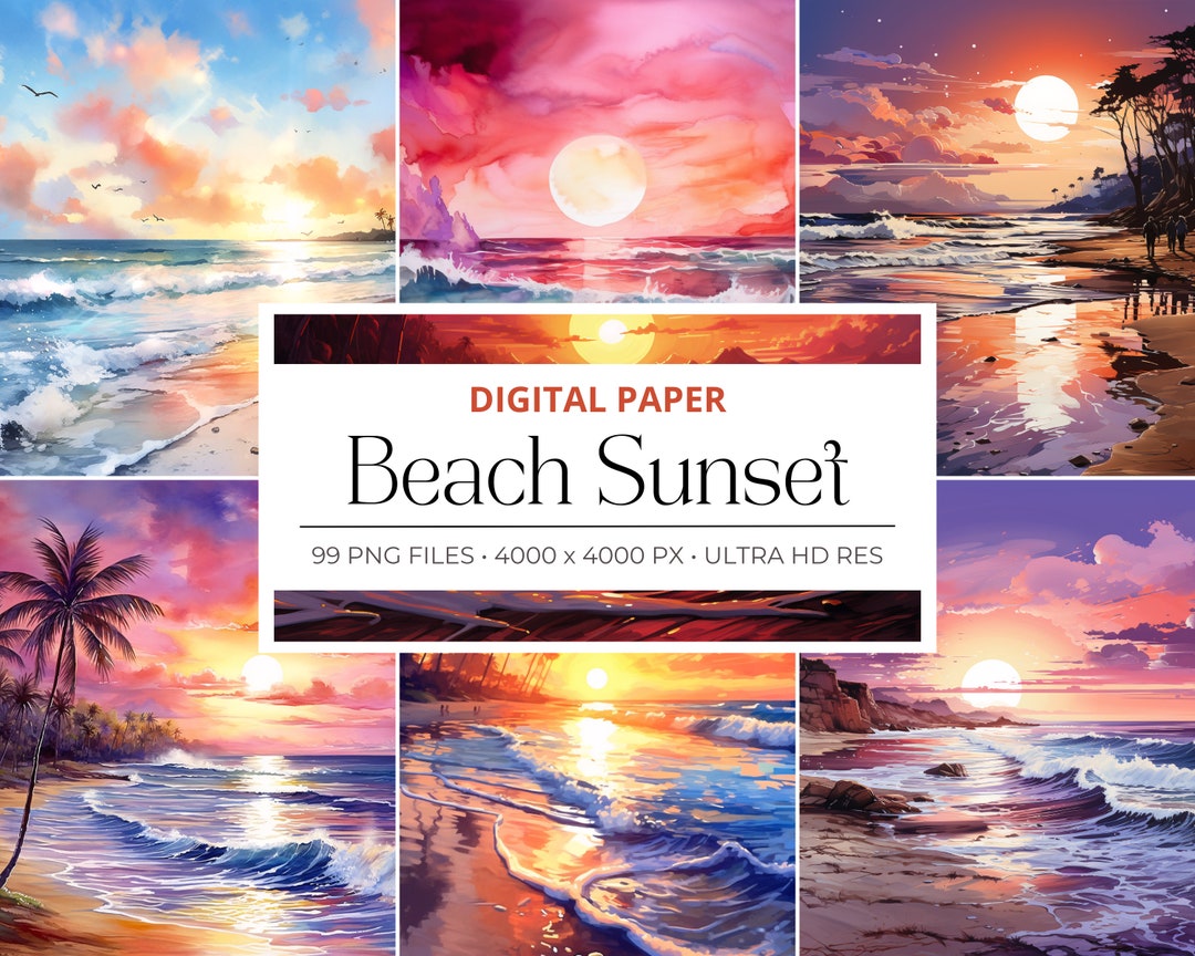 99 Watercolor Beach Sunsets Background, Watercolor Sunset Background ...