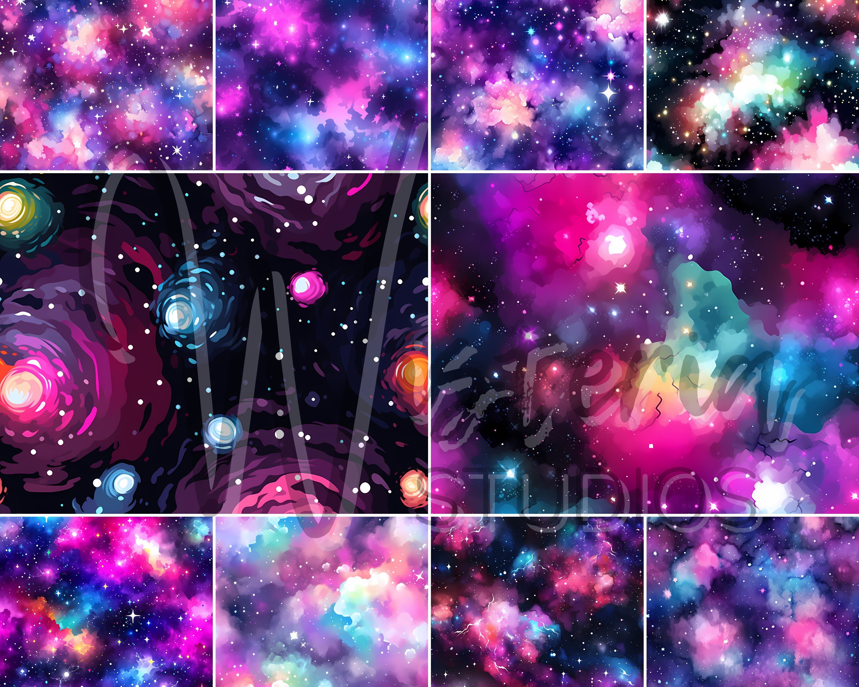 146 Watercolor Galaxy Seamless Pattern Designs, Digital Repeat, Digital ...
