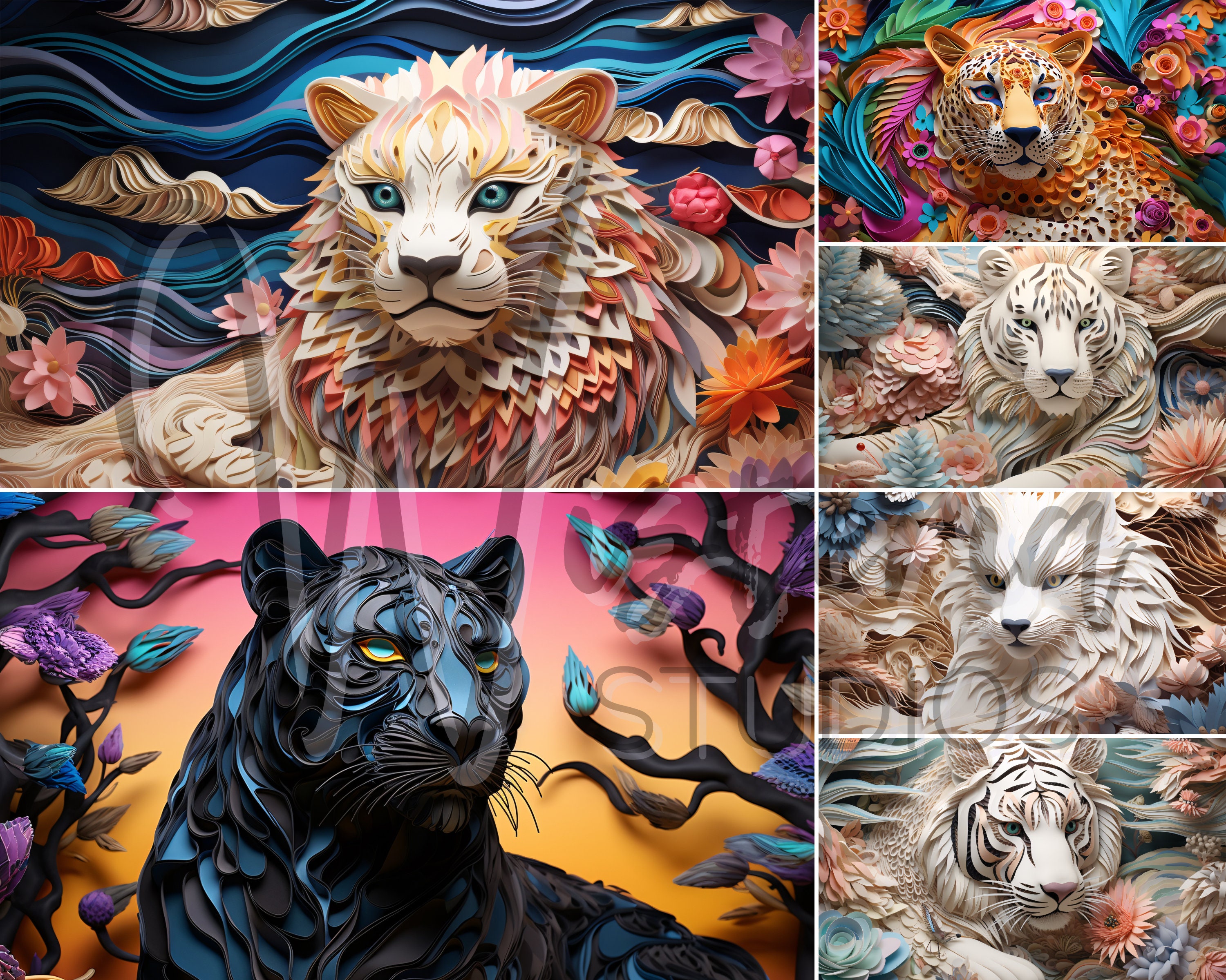 69 Big Cats Lion Tiger Jaguar Cheetah Panther Animal Paper - Etsy