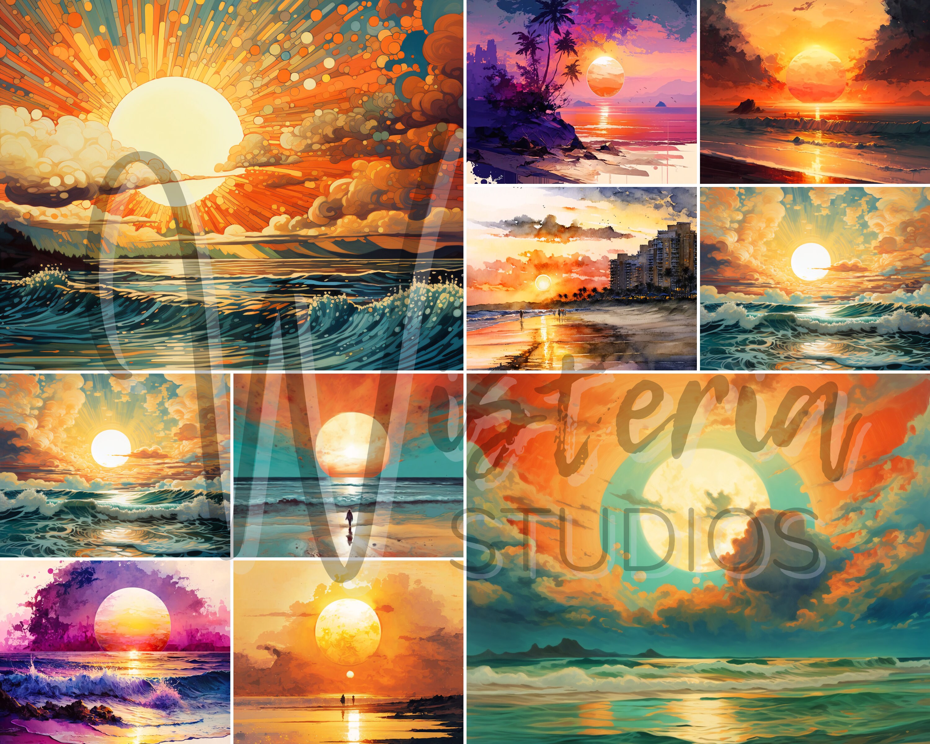 99 Watercolor Beach Sunsets Background, Watercolor Sunset Background ...