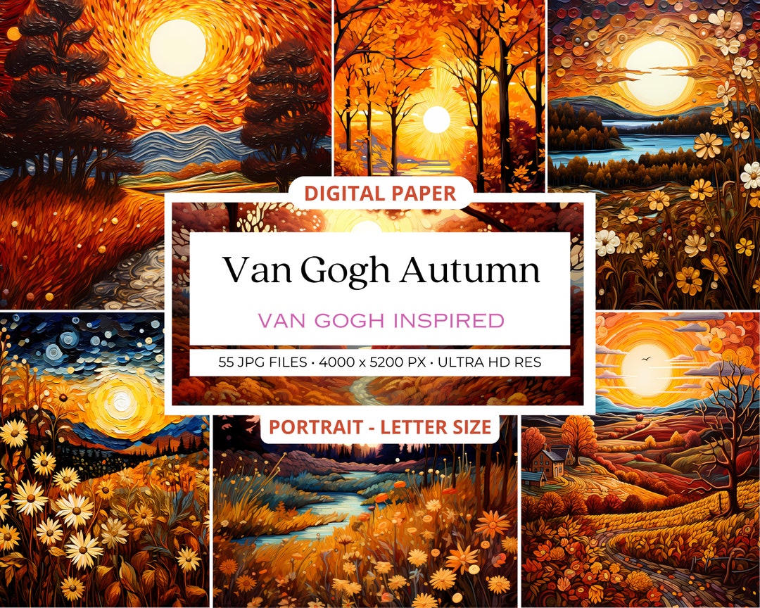 55 Vincent Van Gogh Digital Paper Bundle, Digital Papers, Printable ...