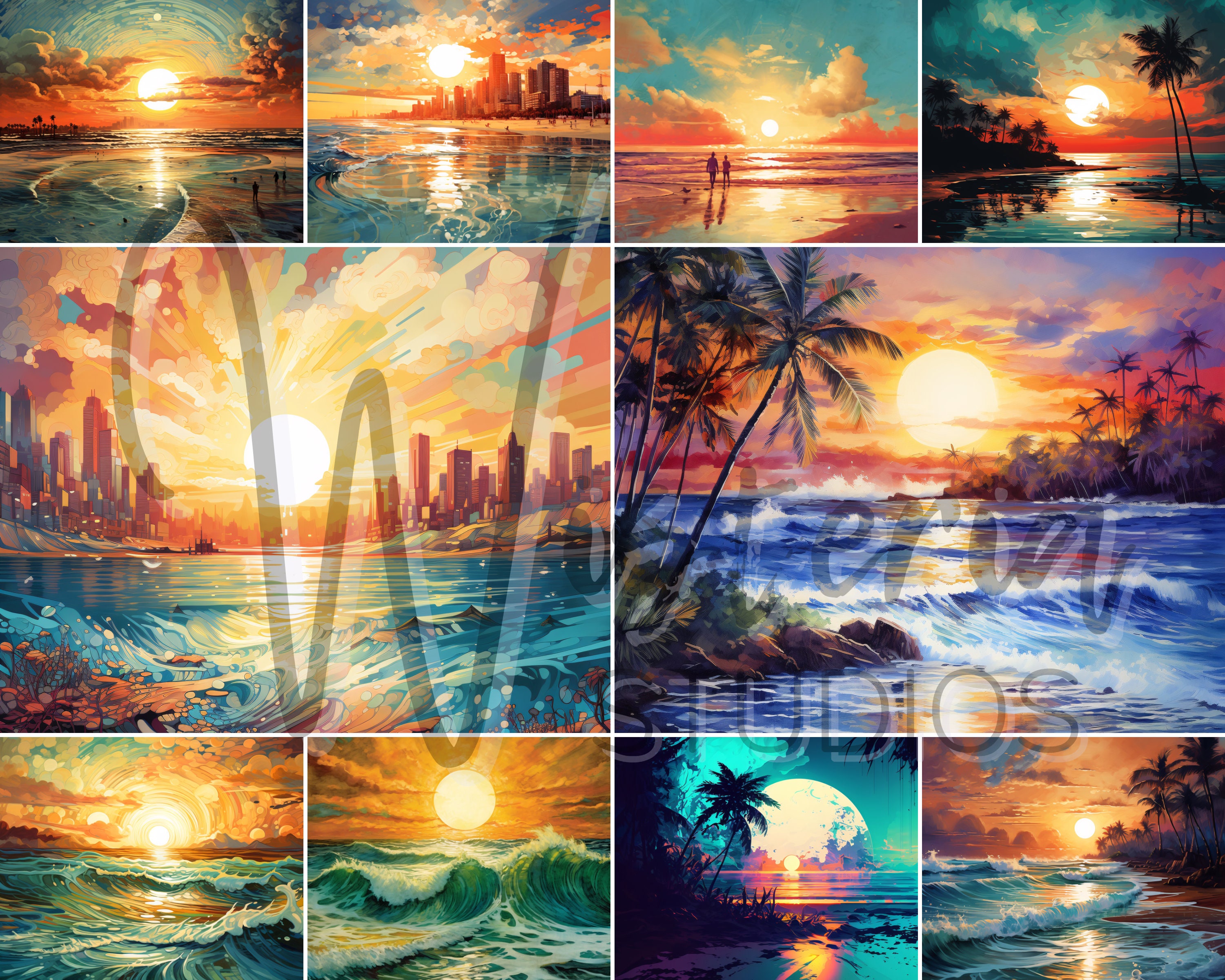 99 Watercolor Beach Sunsets Background, Watercolor Sunset Background ...