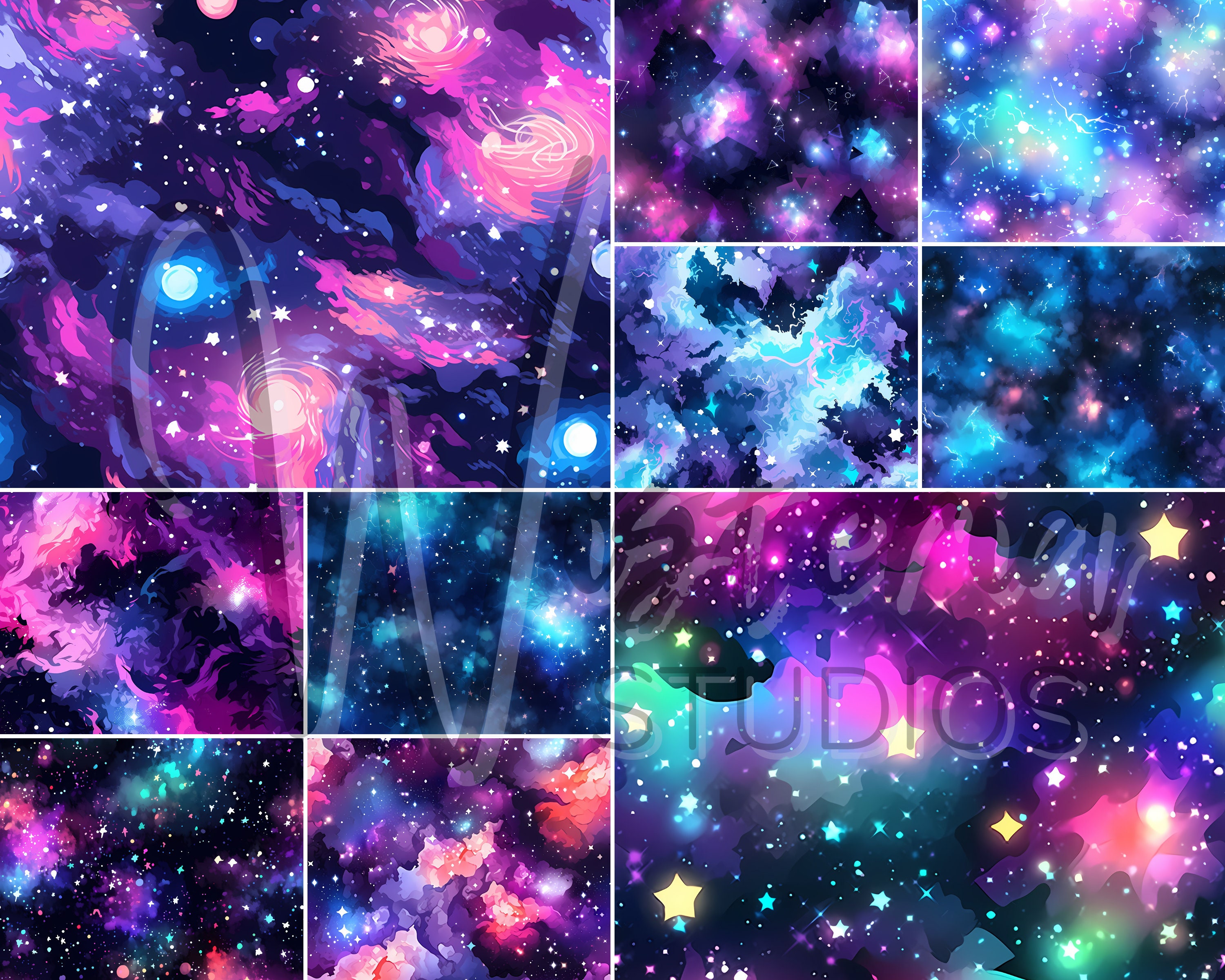 146 Watercolor Galaxy Seamless Pattern Designs, Digital Repeat, Digital ...