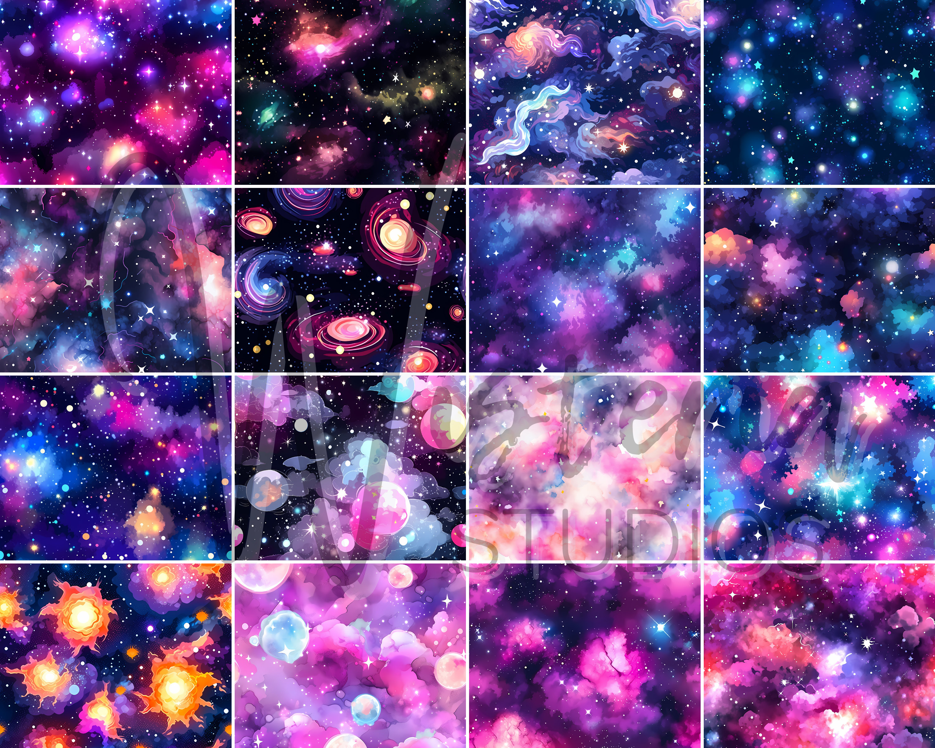 146 Watercolor Galaxy Seamless Pattern Designs, Digital Repeat, Digital ...