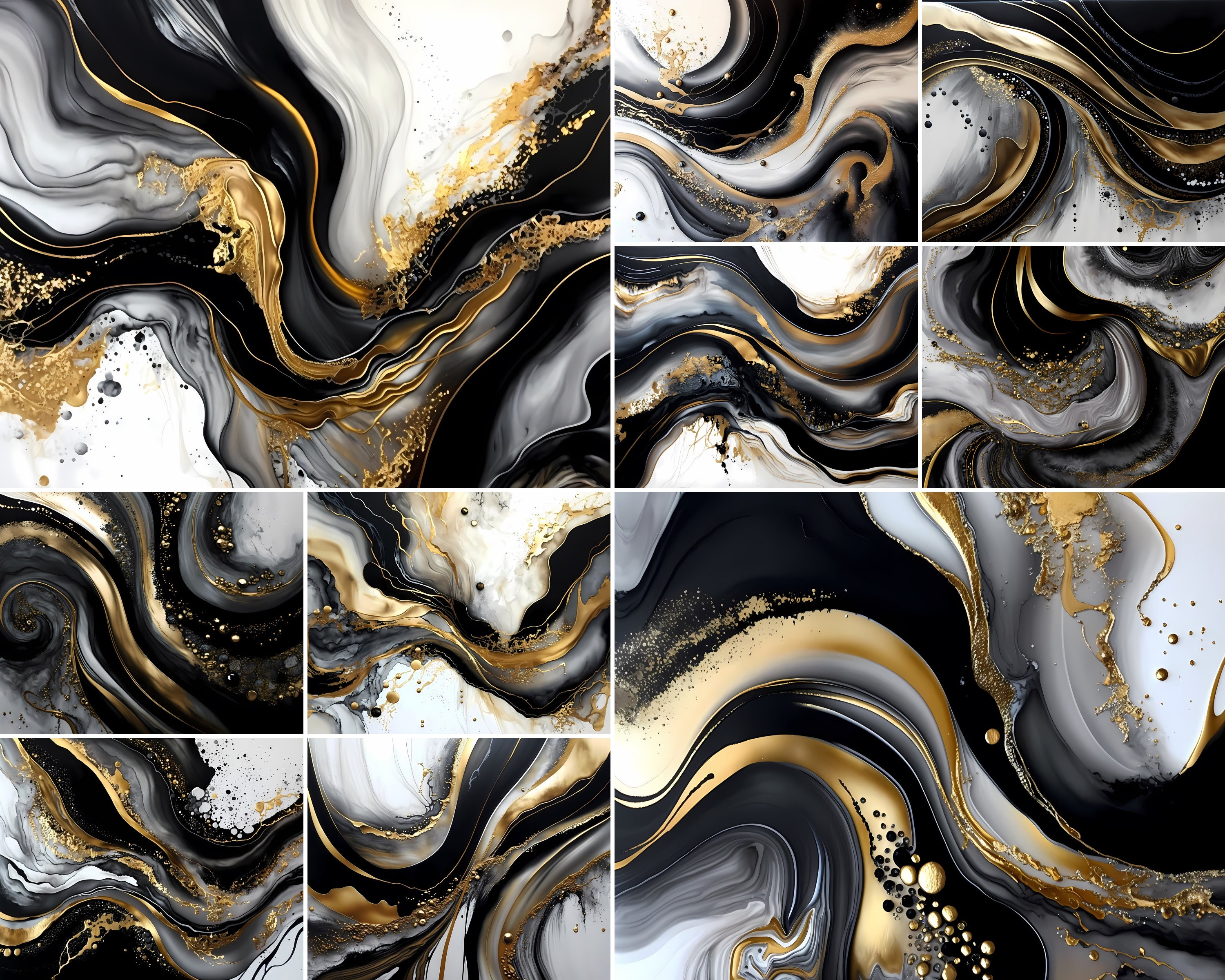 116 Black and Gold Abstract Backgrounds, Alcohol Ink Art, Abstract ...