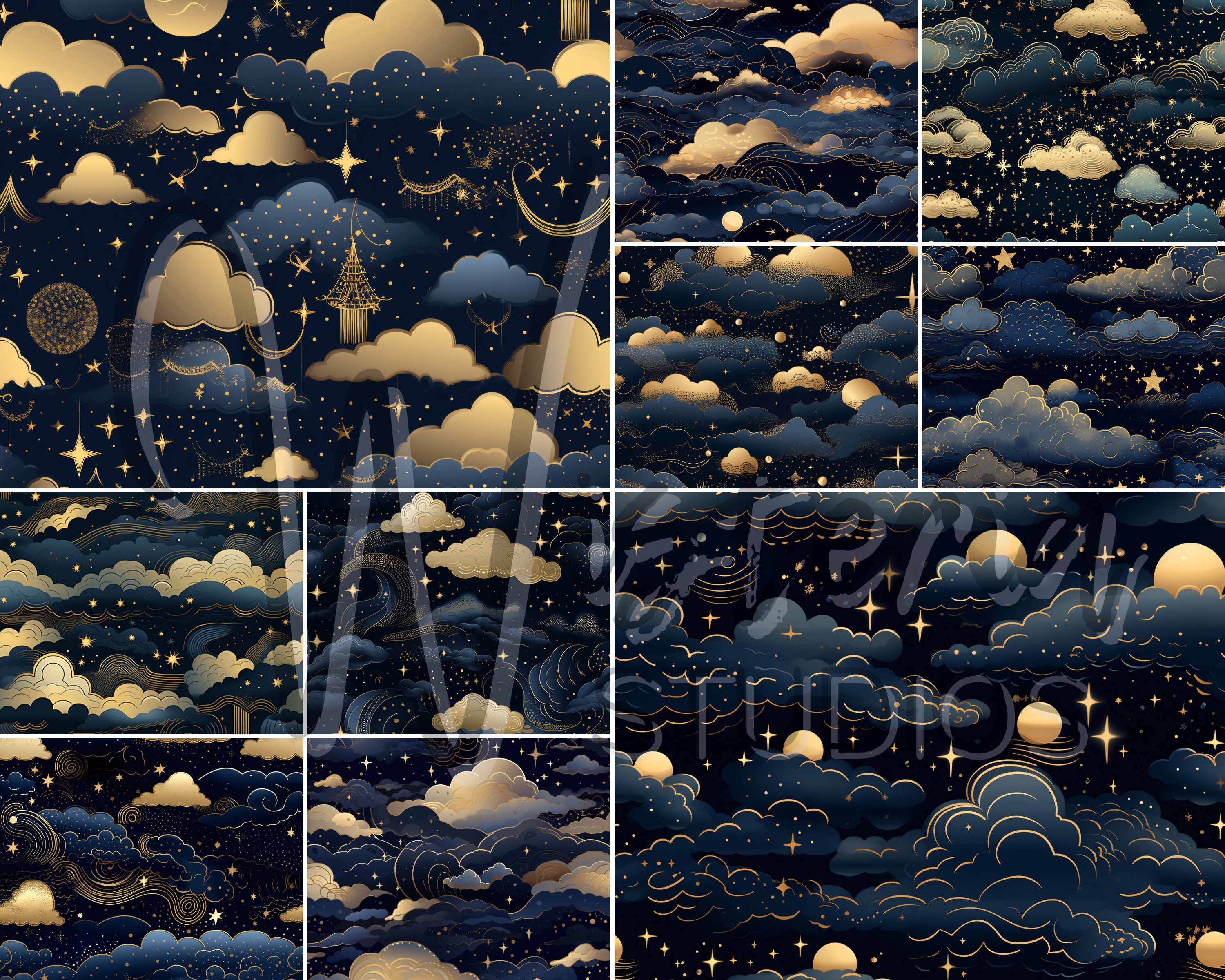 104 Night Sky Seamless Digital Pattern Set, Commercial Use, Scrapbook ...