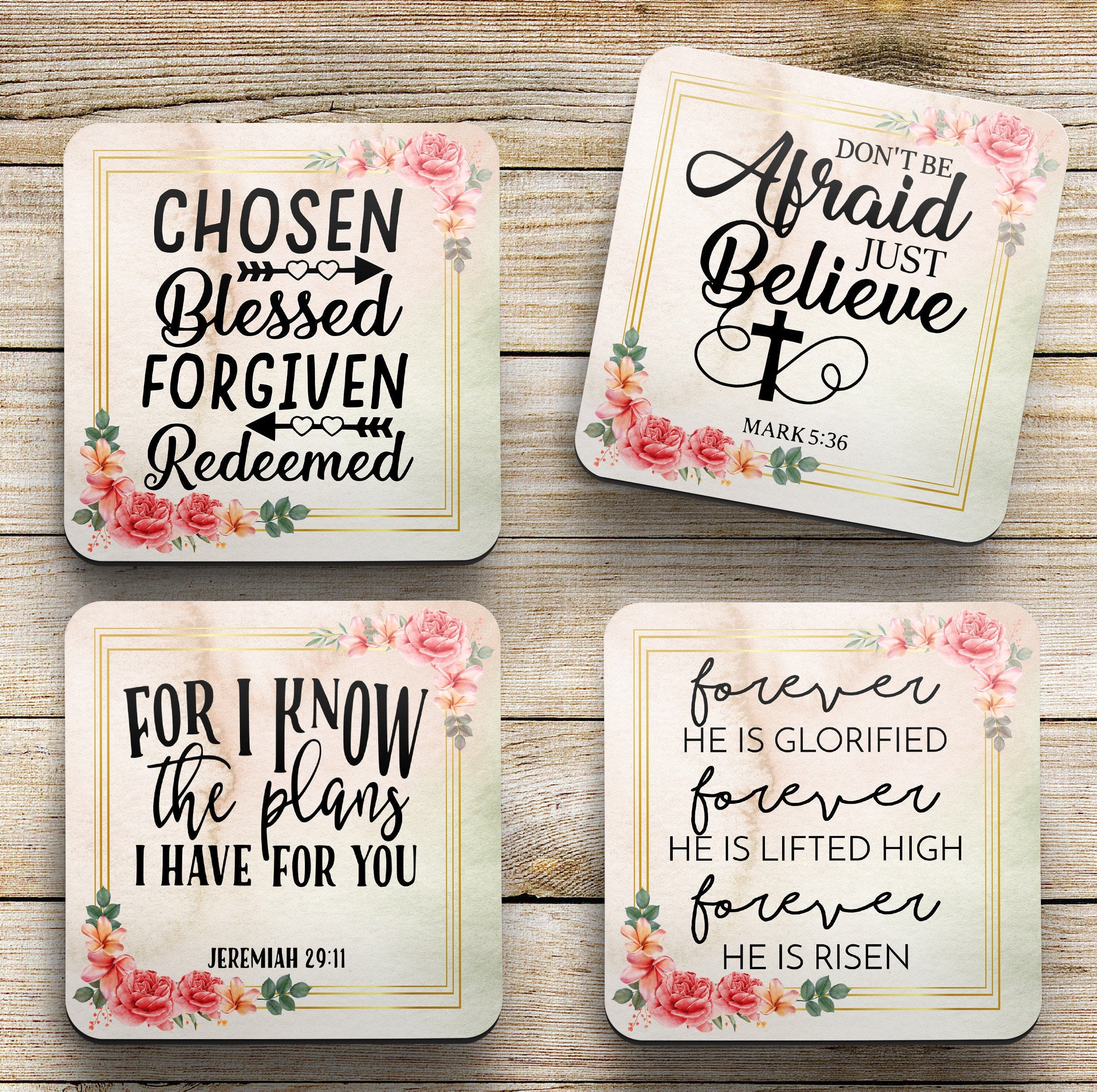 Single Bible Verse Coasters / You Choose Your Design Religious - Etsy
