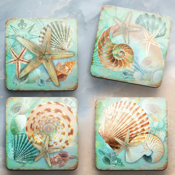 Seashell Coasters - Etsy
