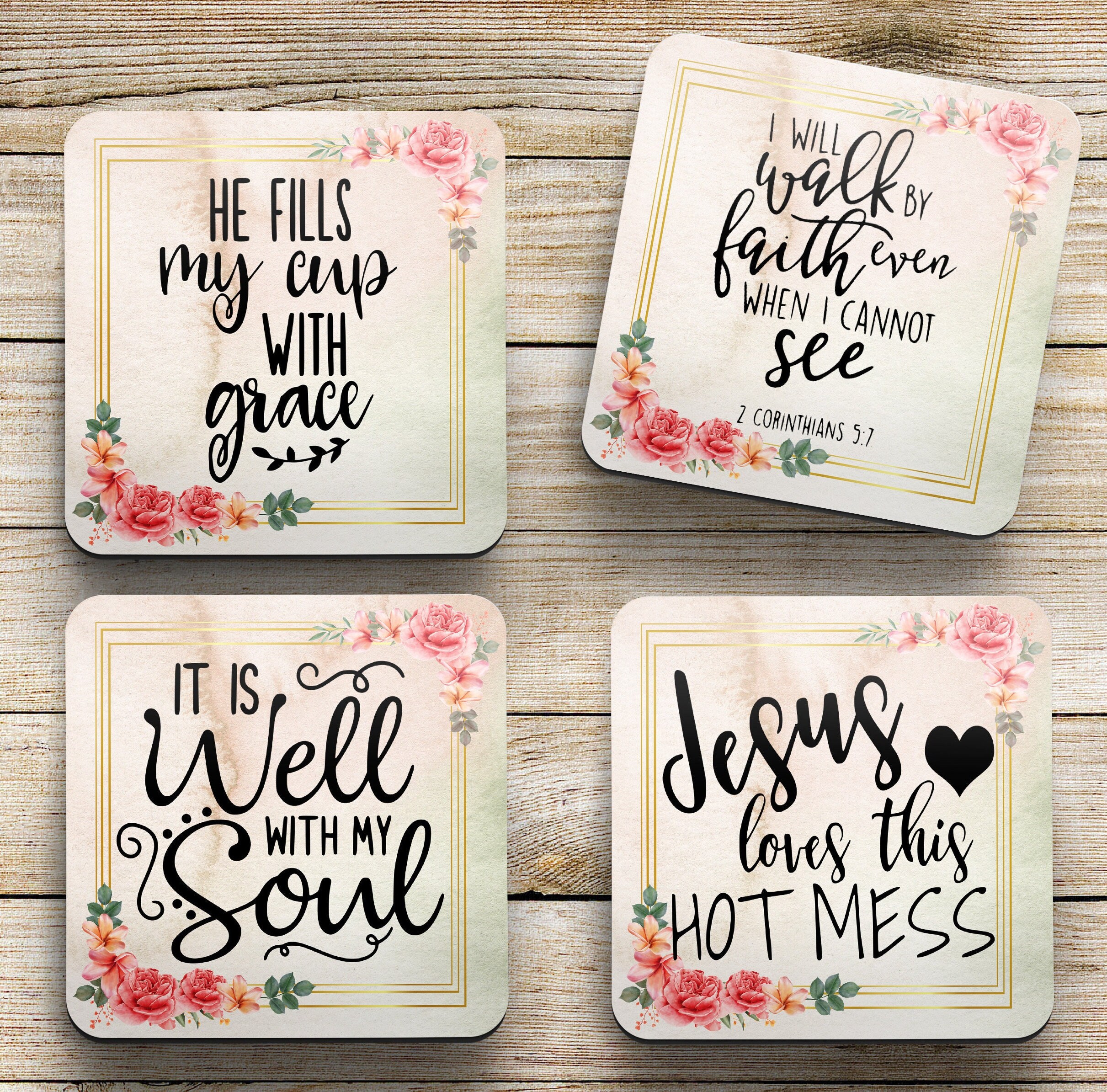 Single Bible Verse Coasters / You Choose Your Design Religious - Etsy