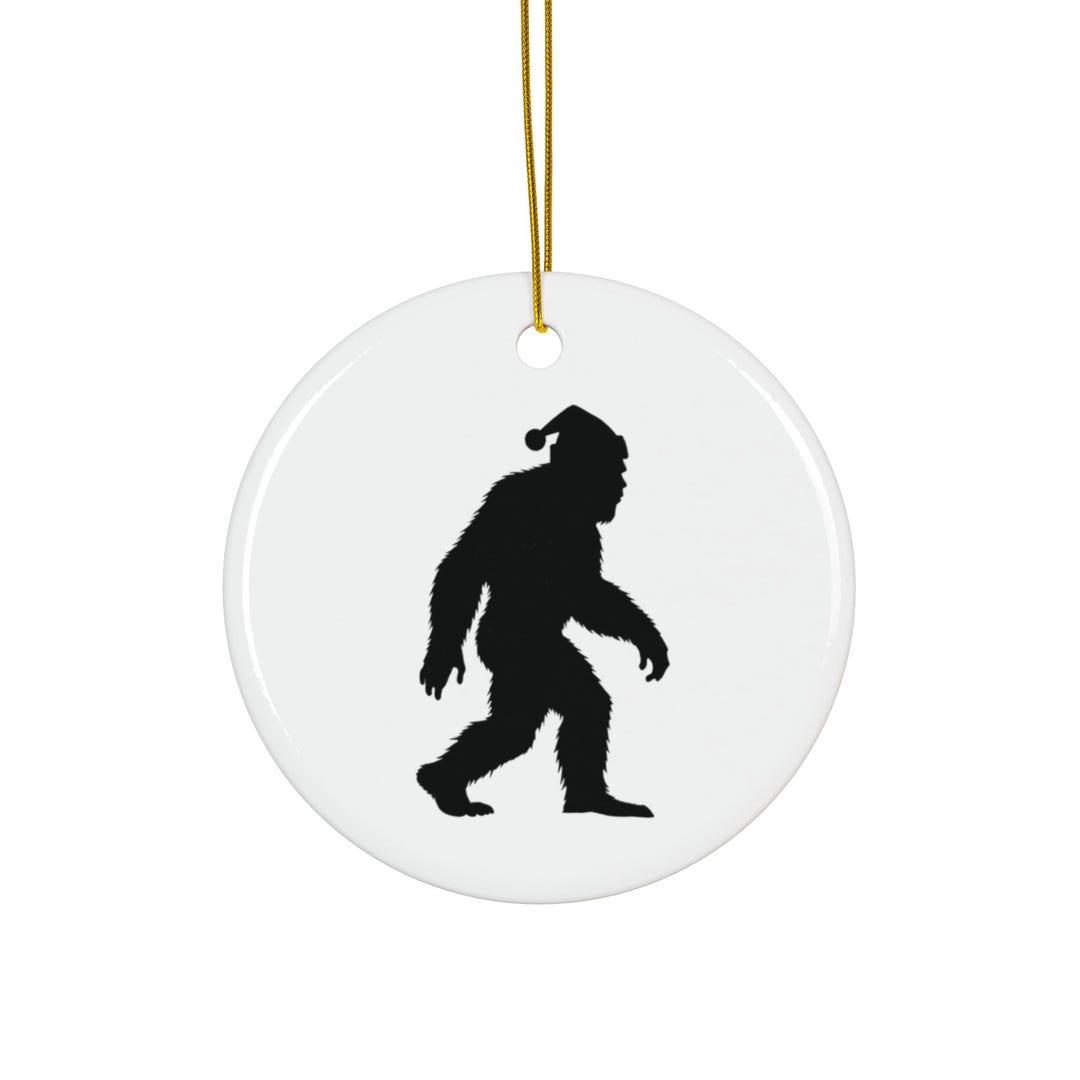 Sasquatch Silhouette Ceramic Ornament | Round Holiday Tree Decoration ...