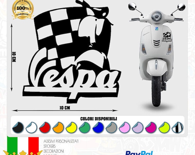 Vespa Vintage Logo Sticker for Helmet Fairing With Vespa Flag From the ...