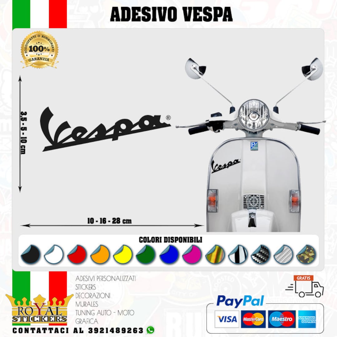 Vespa Sticker Vintage Logo for Helmet Fairing 6 Days Vespa 80s Various ...