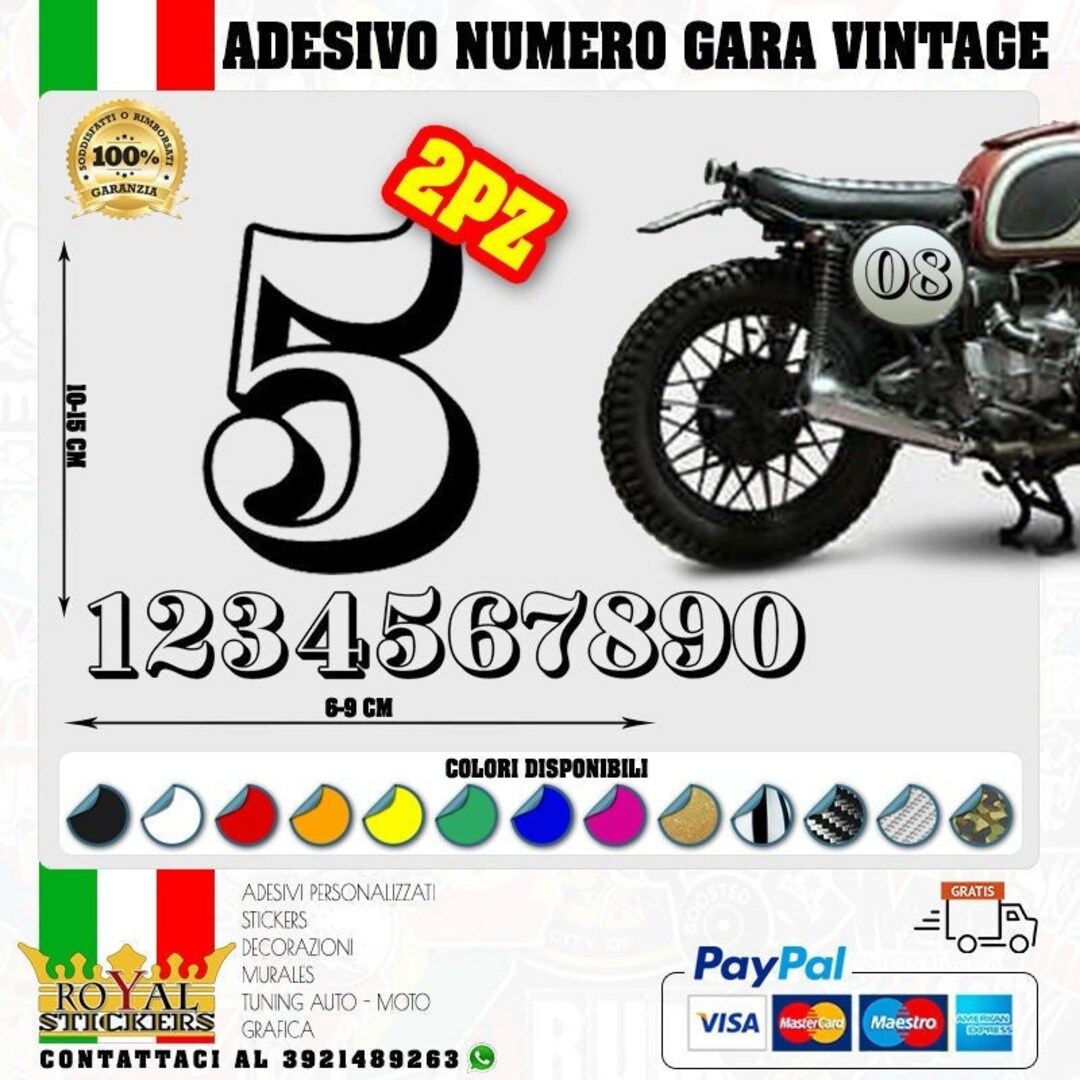 Vintage Stickers Numbers Cafe Racer Scrambler Motorcycle Stickers ...