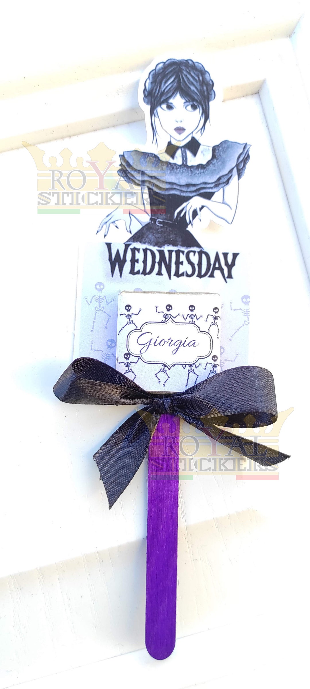 Wednesday Addams Personalized Chocolate on a Stick 8 Pieces Placeholder ...