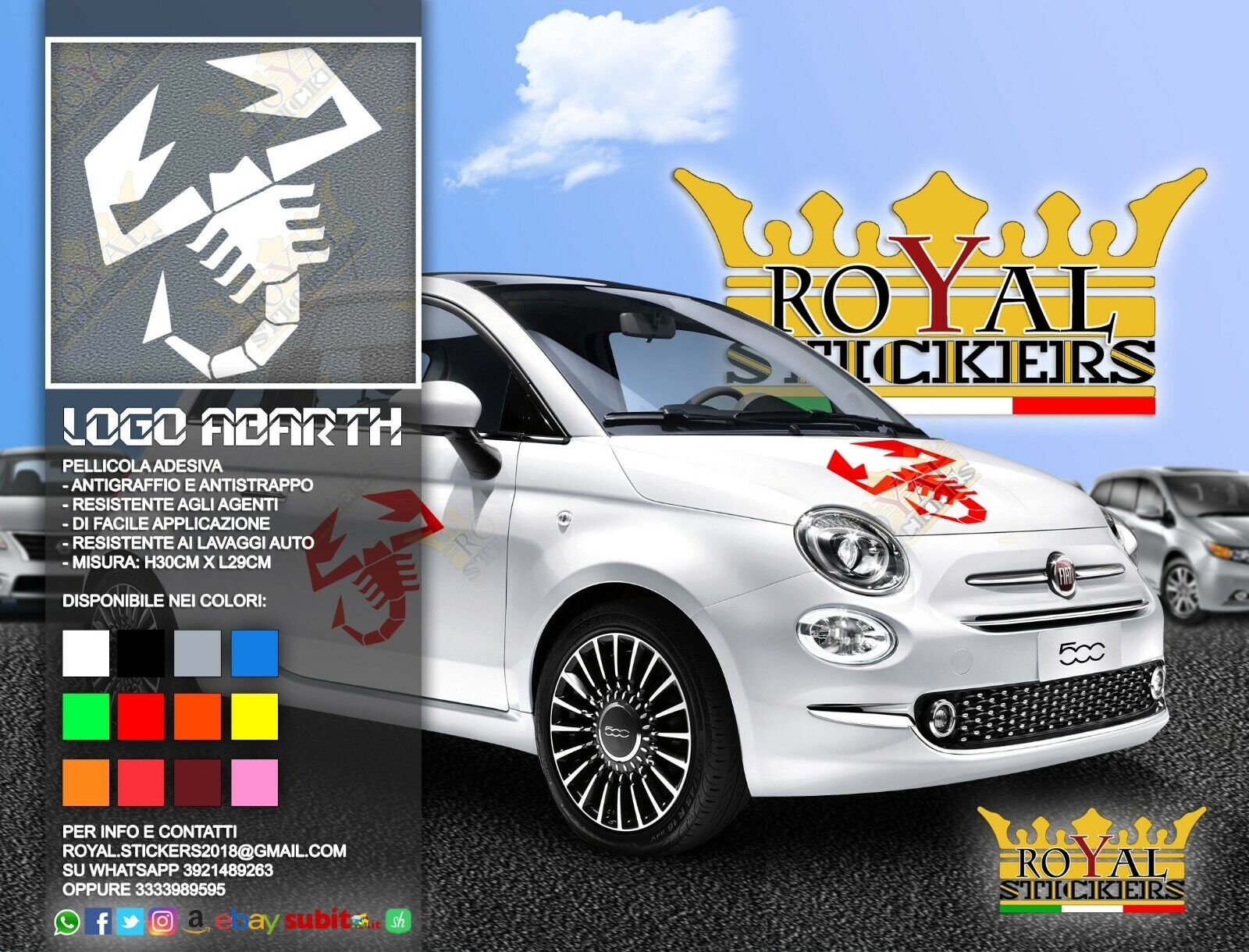 Abarth Scorpion Logo Sticker Fiat Grande Punto 500 Racing Side Stickers ...