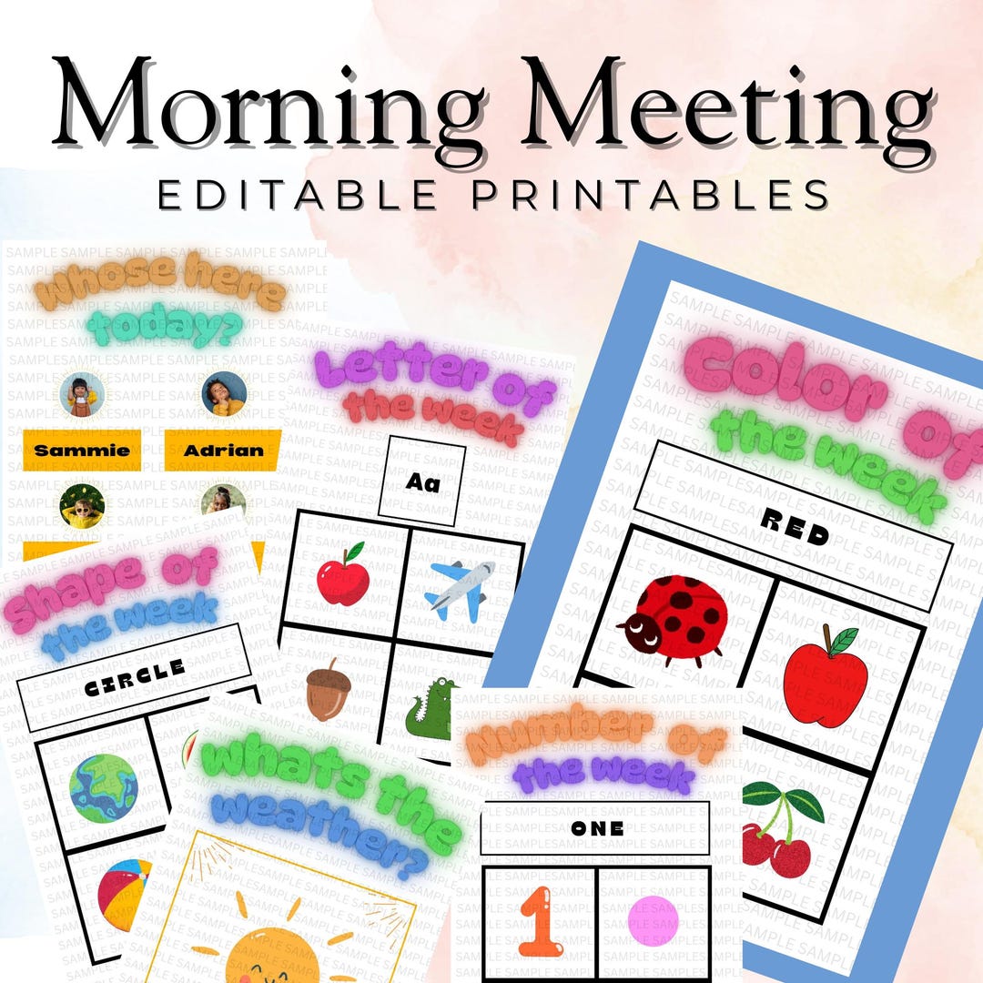 Morning Meeting Editable Printables | Preschool Learning Board ...