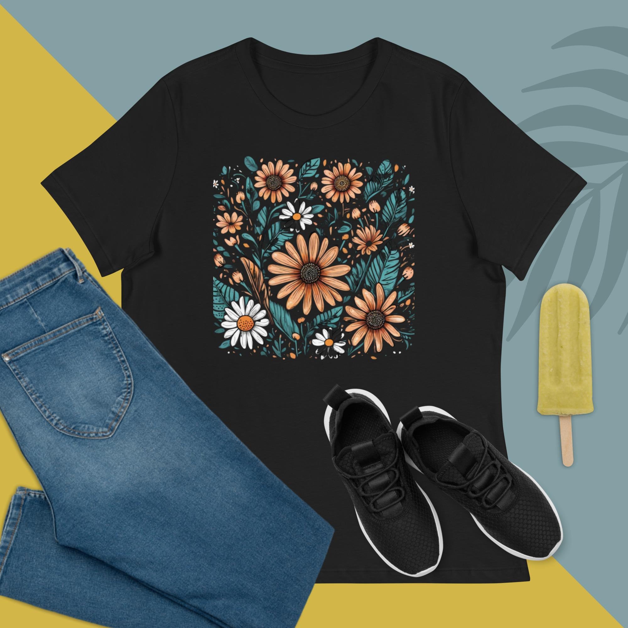 Boho Daisy Flower Tee Shirt, Botanical Tee, Boho Tee, Wildflower Shirt, Plant Shirt Botanical ...