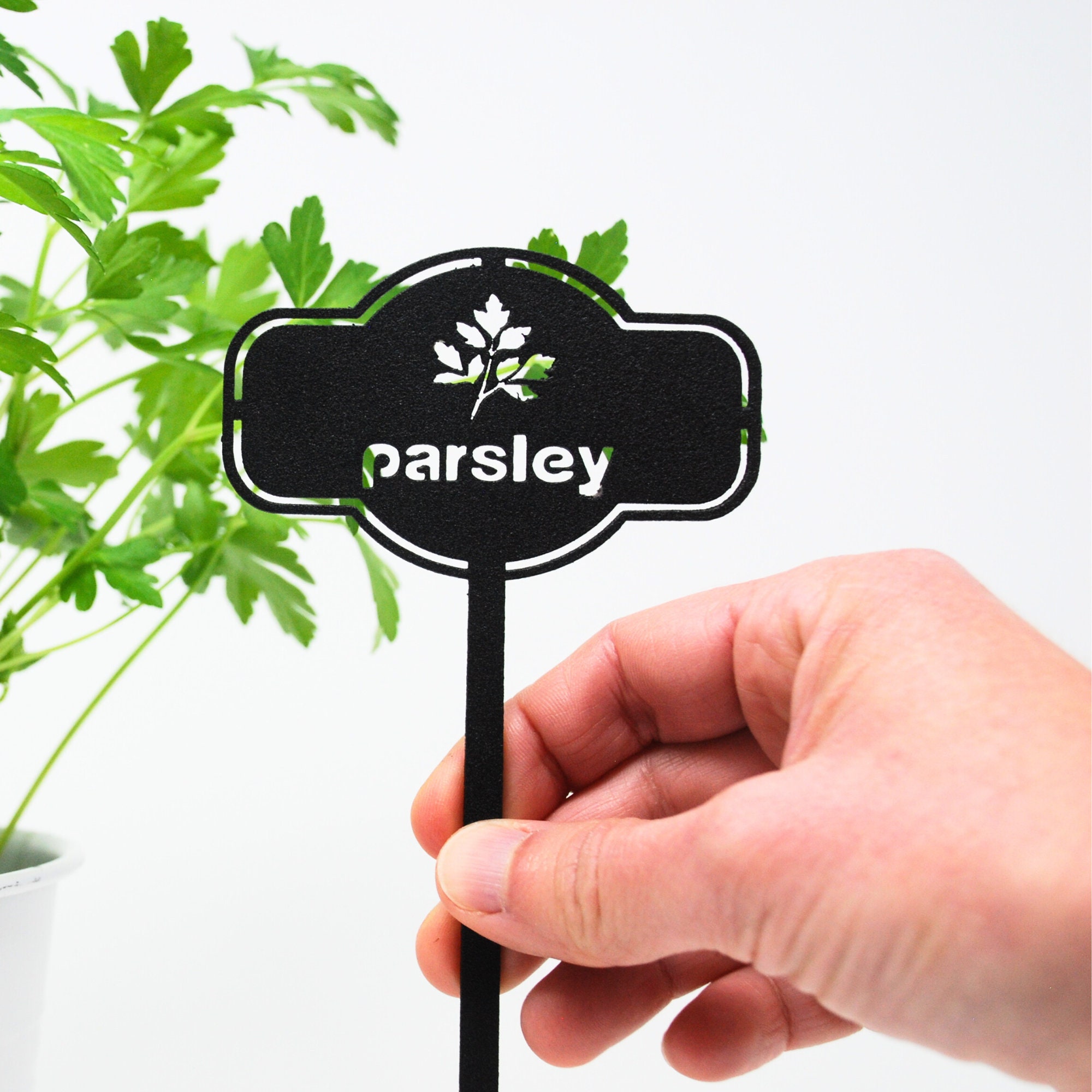 6 Piece Laser Cut Metal Herb Garden Markers. Reusable Herb Sign, Sturdy ...