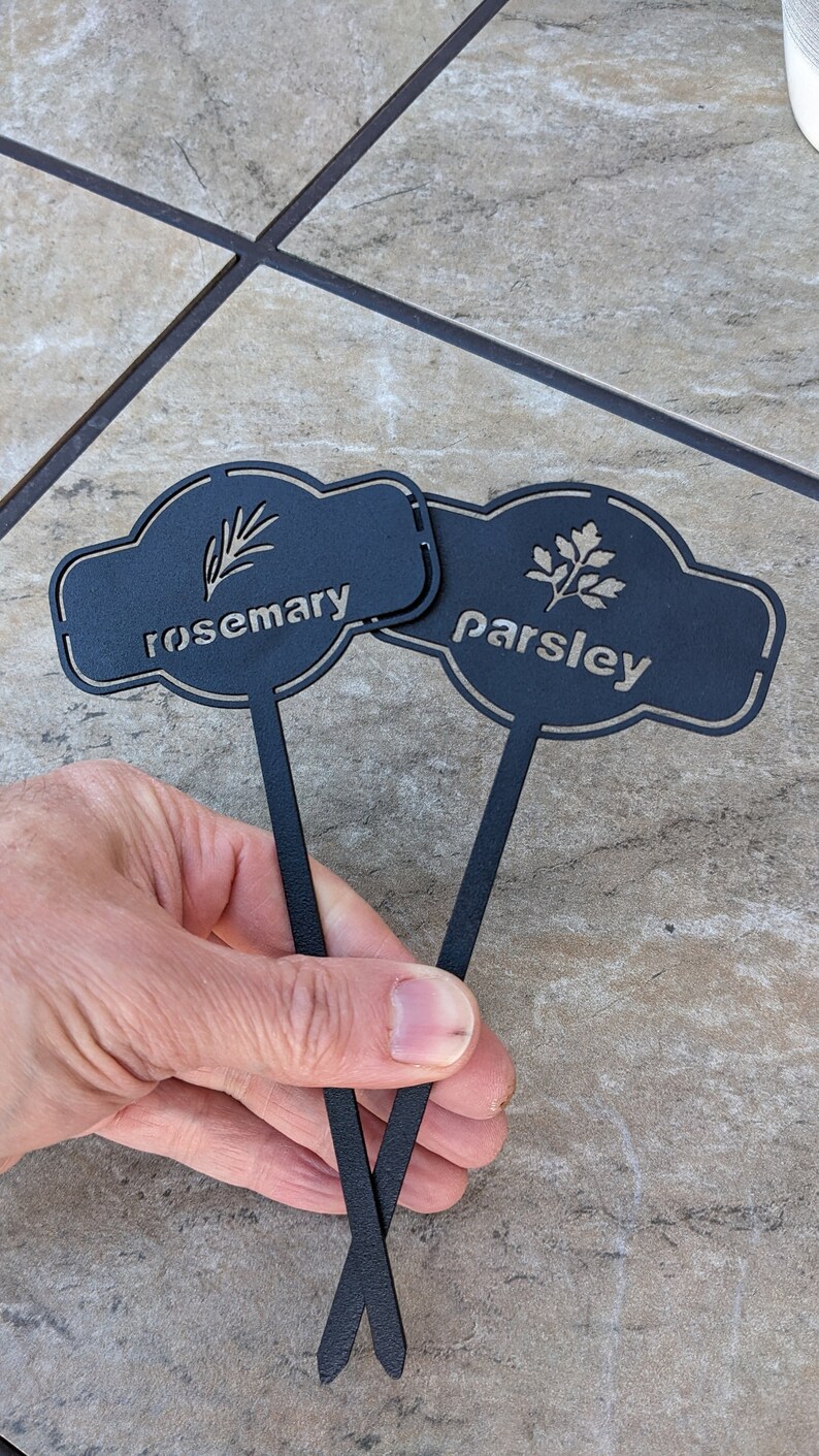 6 Piece Laser Cut Metal Herb Garden Markers. Reusable Herb Sign, Sturdy ...