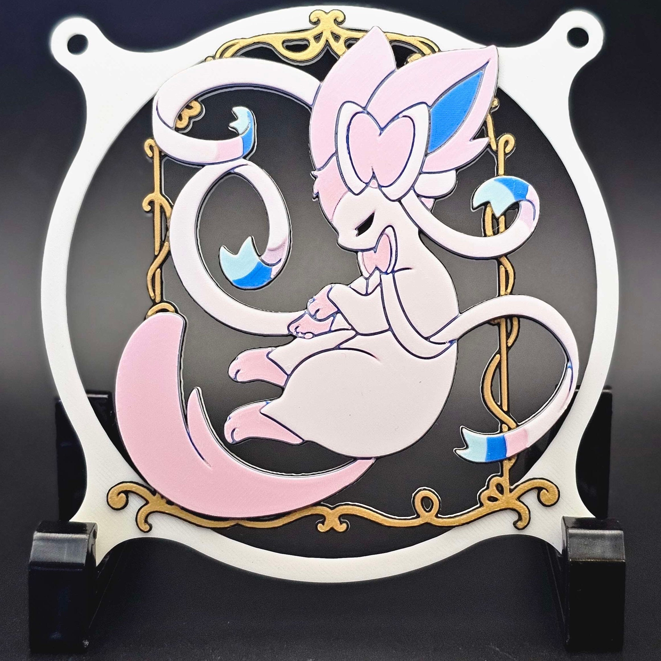 Pokemon Sylveon With Golden Frame Custom 3D Printed Artisan Gaming ...