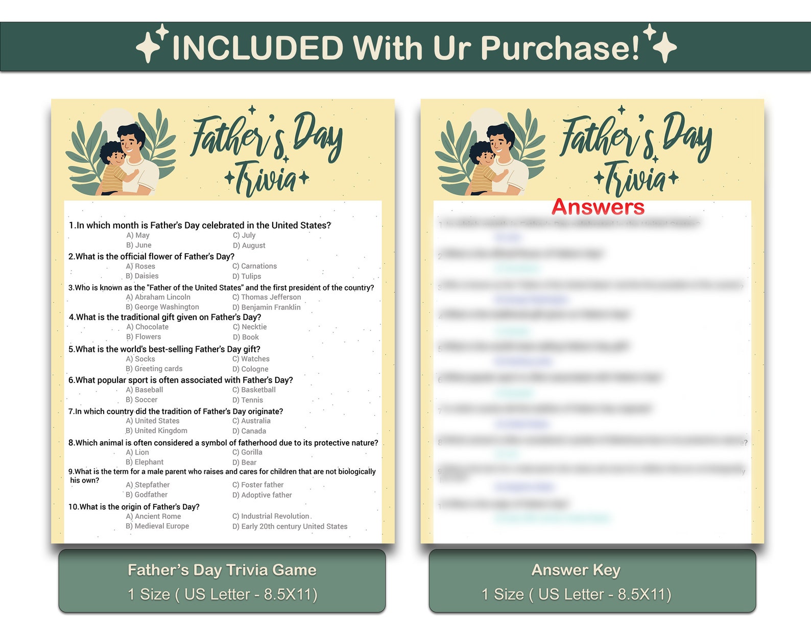 Father's Day Trivia Game 2024 Printable Trivia Printable Father's Day ...