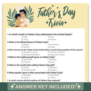 Father's Day Trivia Game 2024 Printable Trivia Printable Father's Day ...