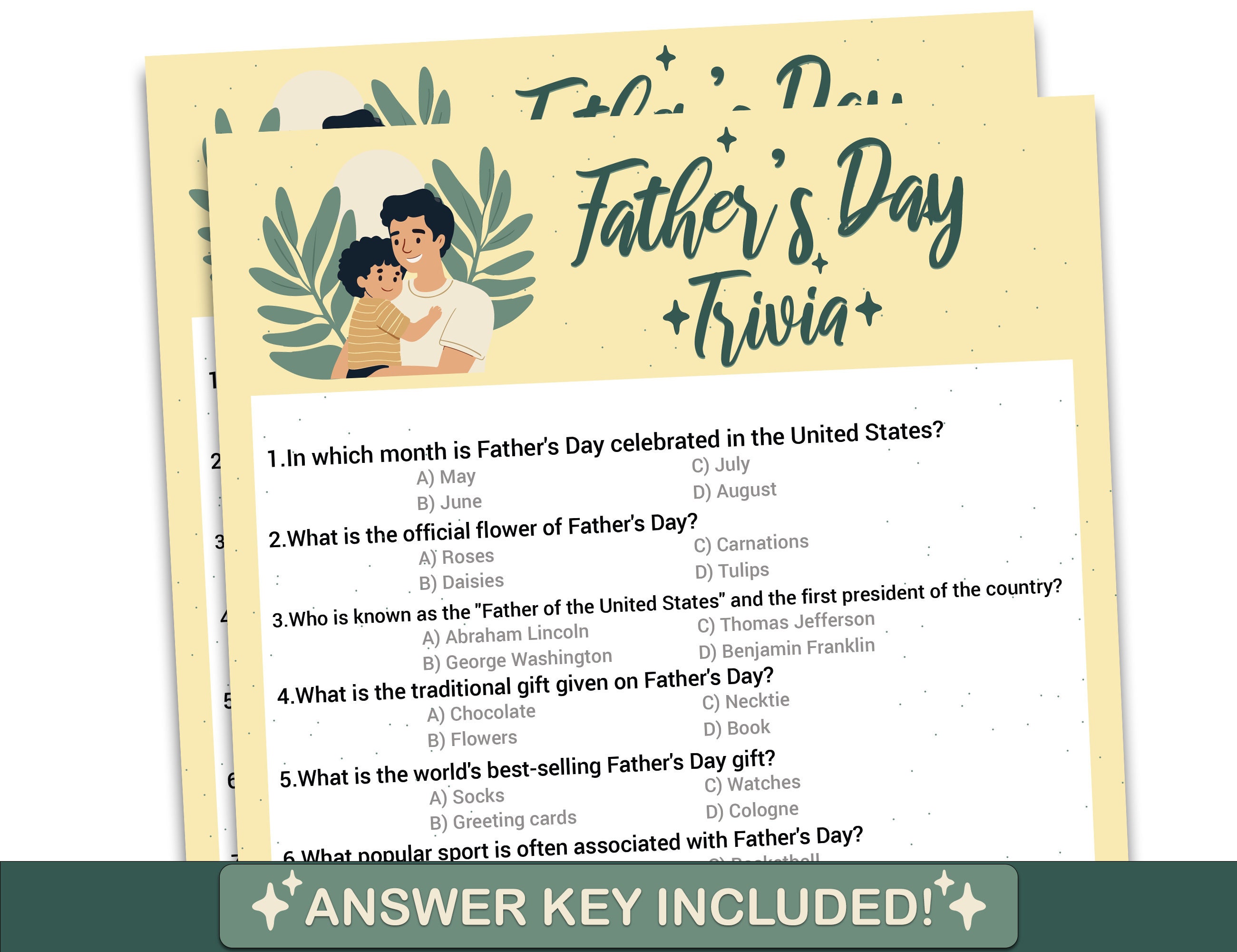 Father's Day Trivia Game 2024 Printable Trivia Printable Father's Day ...