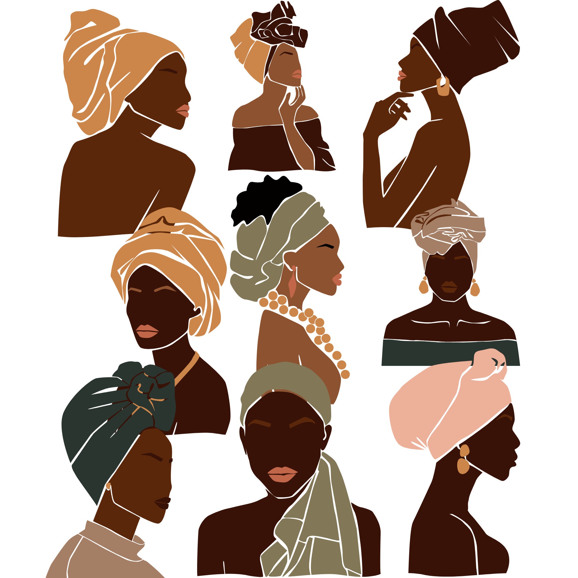 Black Woman Clipart African Woman Svg Abstract Female Png Etsy