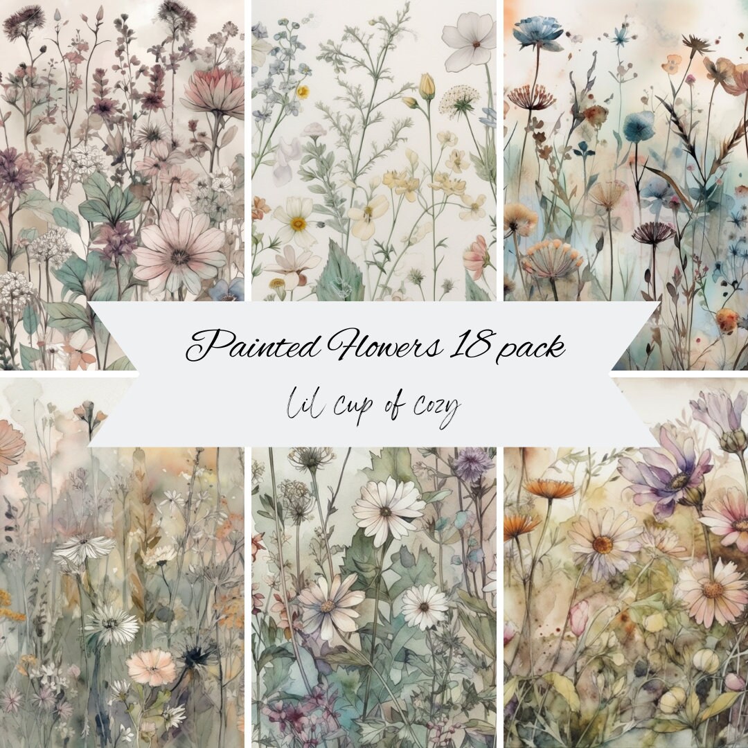 Painted Flowers Digital Print Commercial Use - Etsy