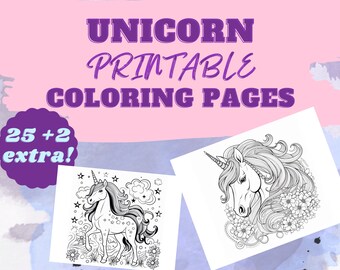 5 Cute Enchanted Unicorn Coloring Pages, Mystical Animal Coloring ...