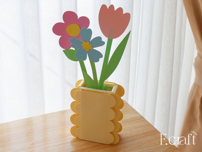 DIY Papercraft Flower Vase Template (PDF, SVG) - Etsy