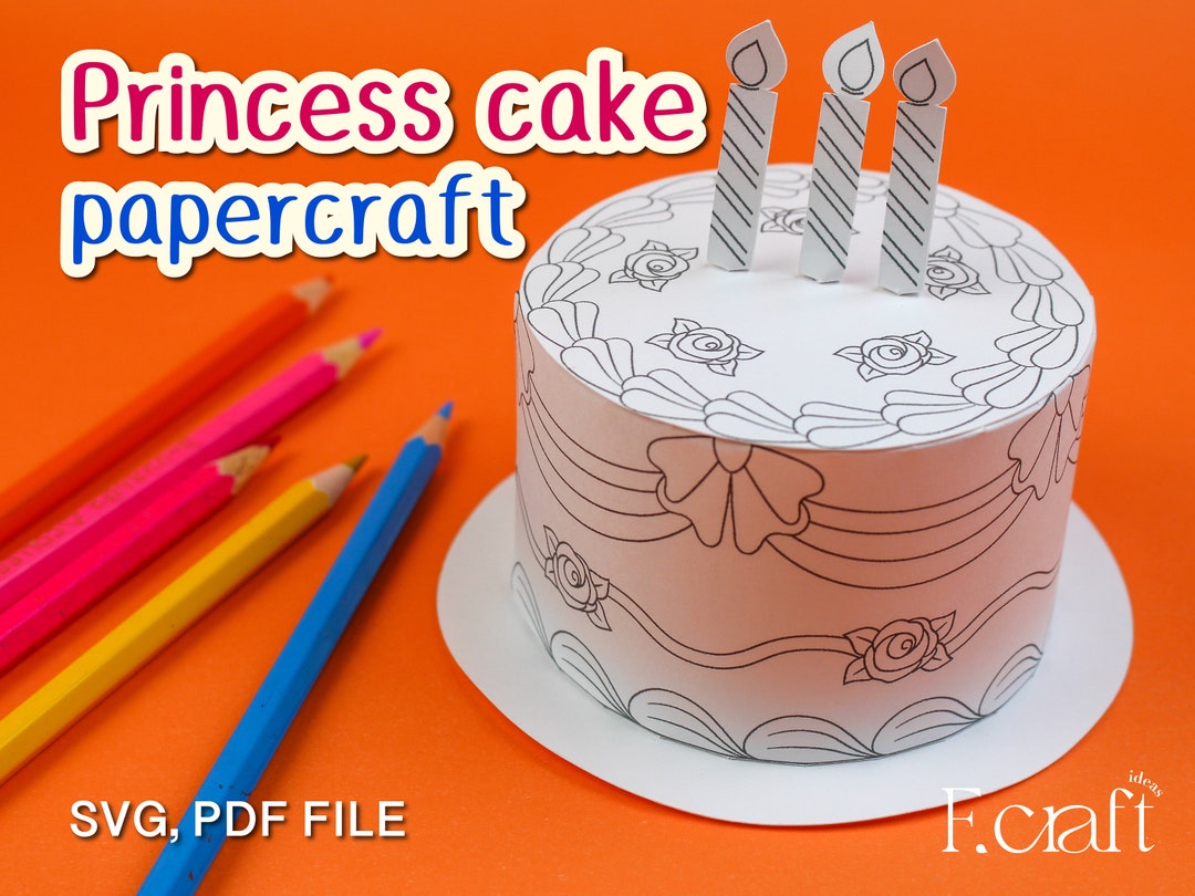 Princess Cake Paper Craft 3D Activity, Paper Toy Printable Craft for ...