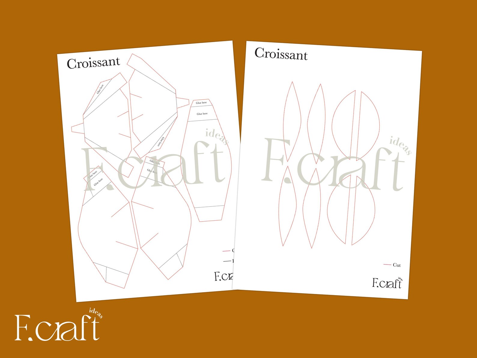 DIY Papercraft Croissant, Croissant Papercraft, Croissant 3D Paper ...