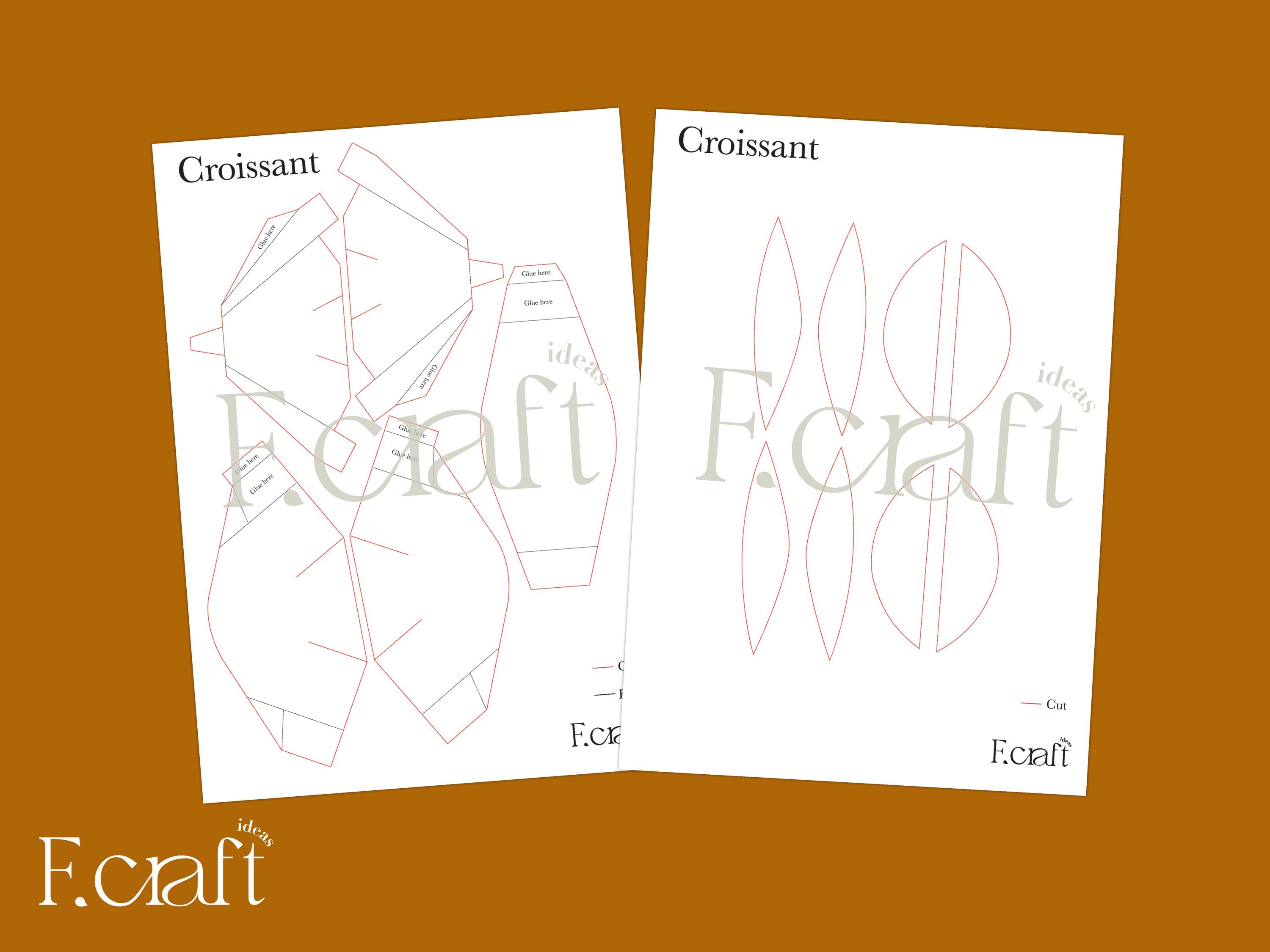 DIY Papercraft Croissant, Croissant Papercraft, Croissant 3D Paper ...