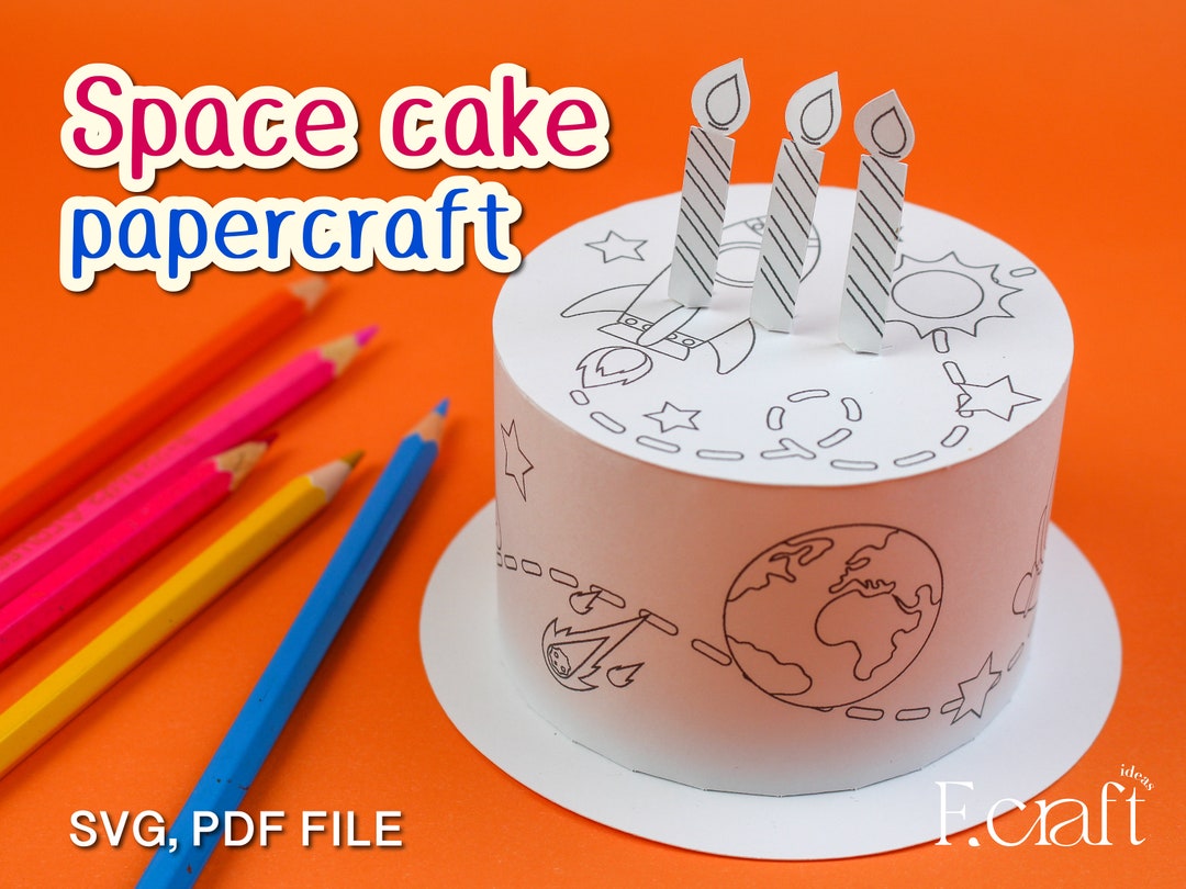 Space Cake Paper Craft 3D Activity, Paper Toy Printable Craft for Kids ...