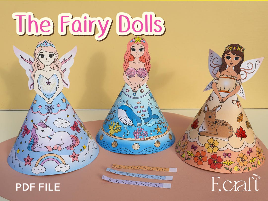 Paper Craft THE FAIRY DOLLS, Printable Activity, Cut and Color, Paper ...